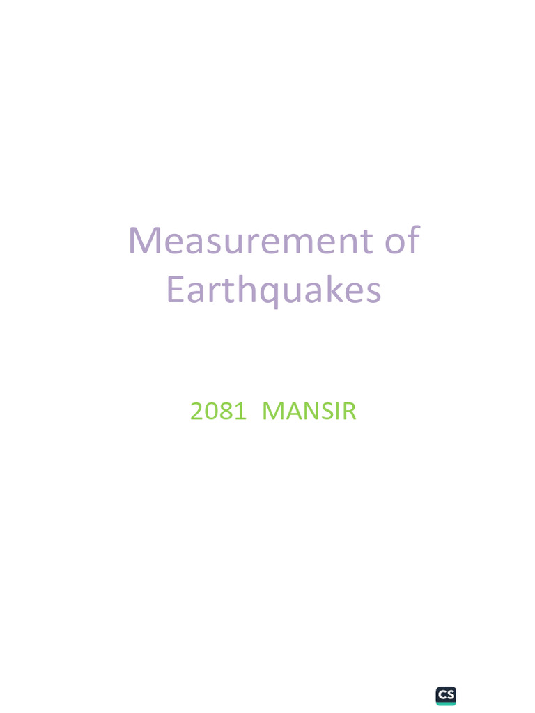 RR Magnitude Intensity of Earthquakes Chapter 1 | PDF
