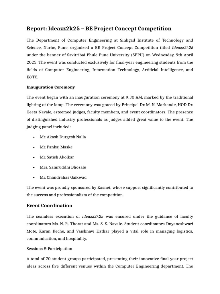 Ideazz2k25 BE Project Competition Report | PDF | Cognitive Science ...
