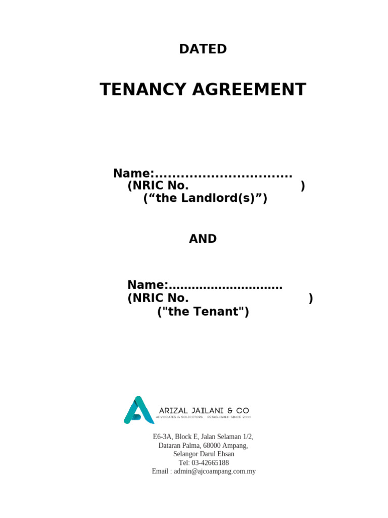Tenancy Agreement Template PDF | PDF | Leasehold Estate | Landlord