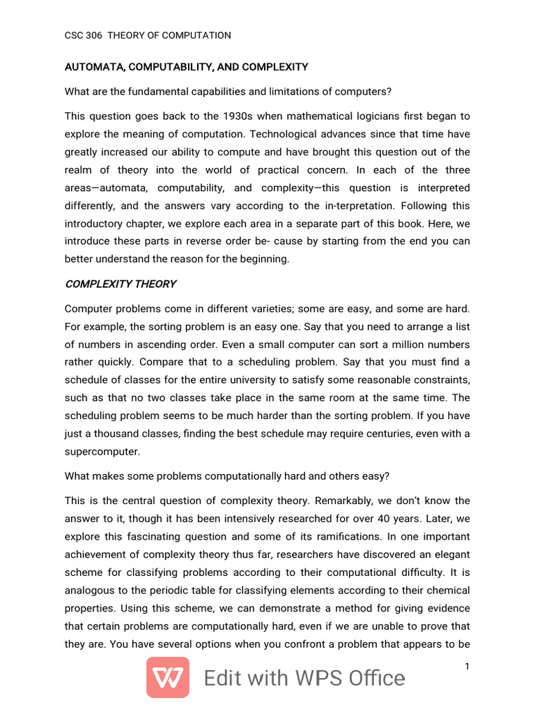 AUTOMATA Theory Csc306 | PDF | Automata Theory | Set (Mathematics)