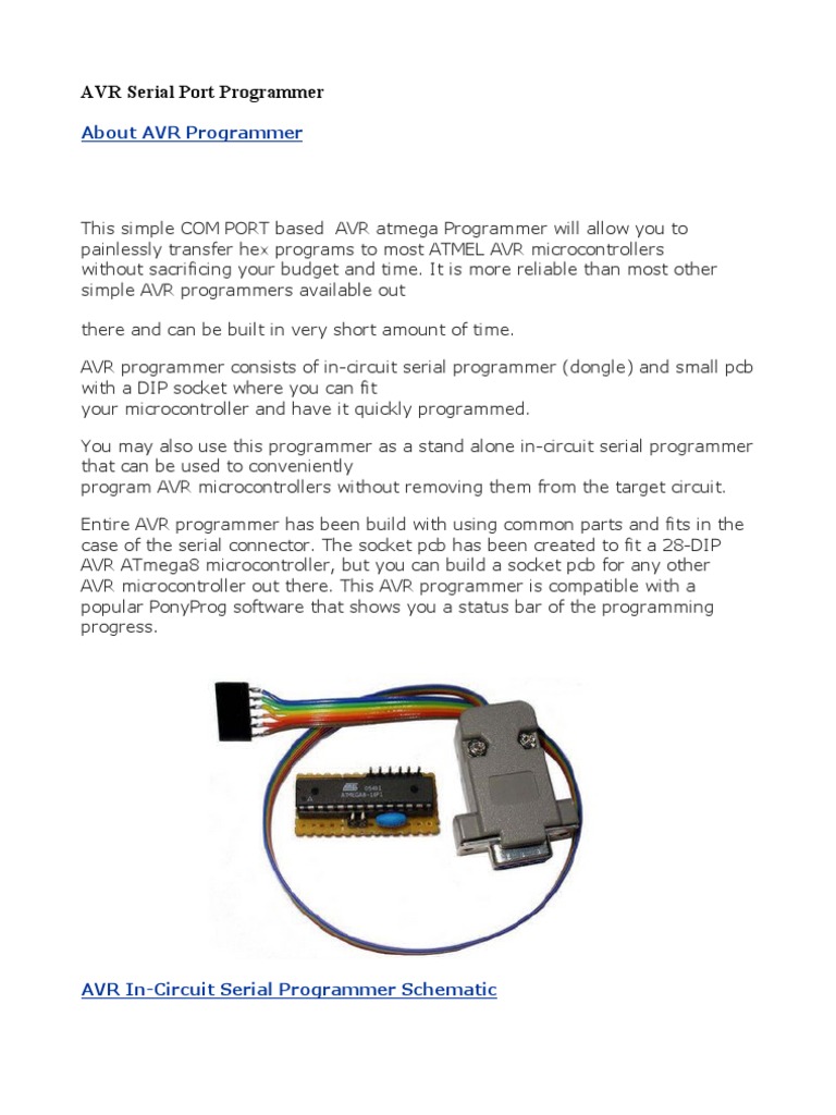 AVR Serial Port Programmer | PDF | Electronic Engineering | Computing