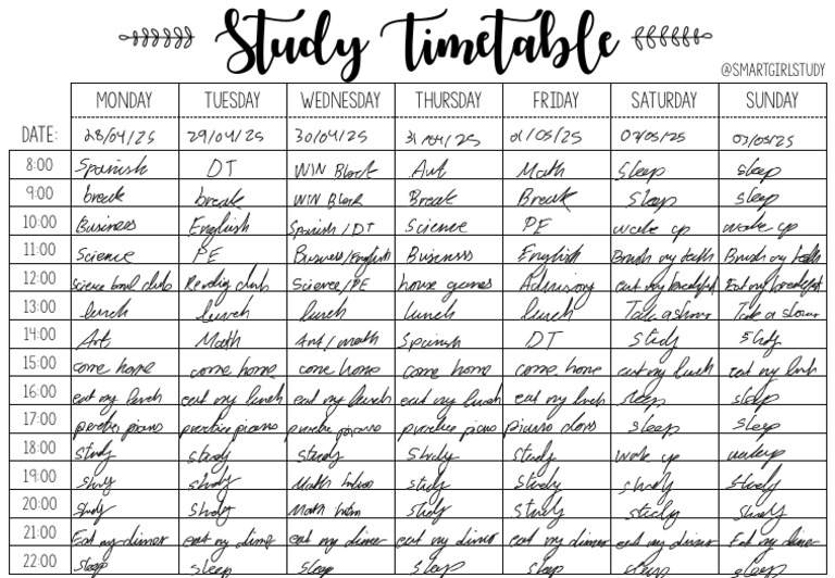 Study Timetable | PDF