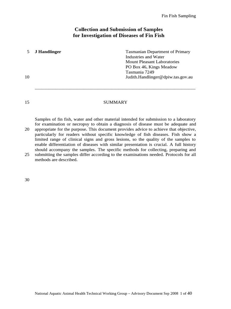 Collection and Submission of Samples | PDF | Infection | Fixation ...