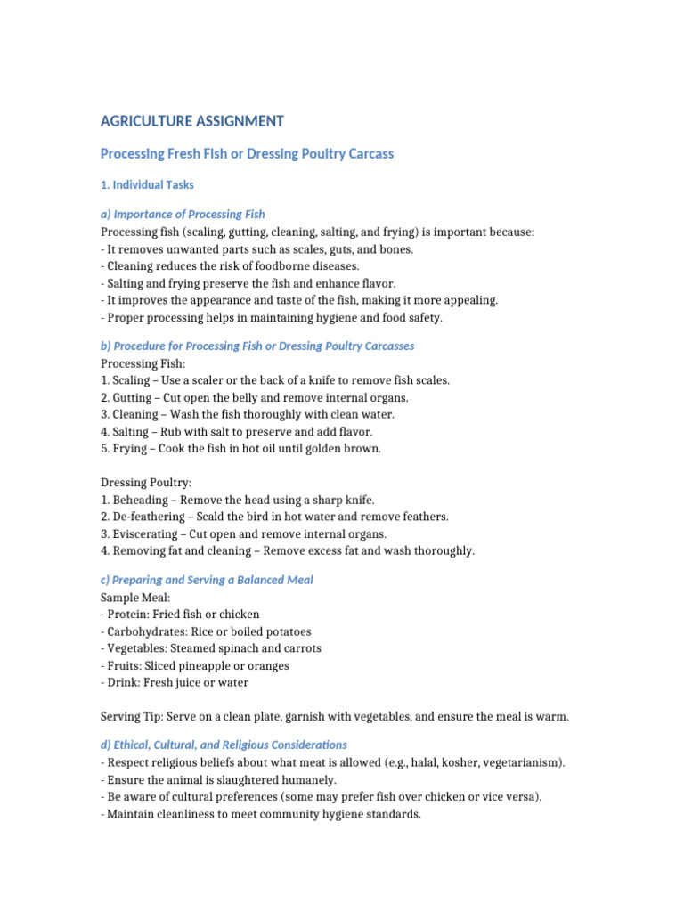 Agriculture Assignment Updated | PDF | Animal Slaughter | Foods