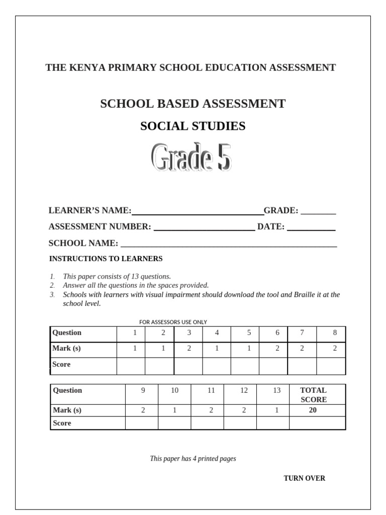 Grade 5 Social Studies Assessment 2025 | PDF