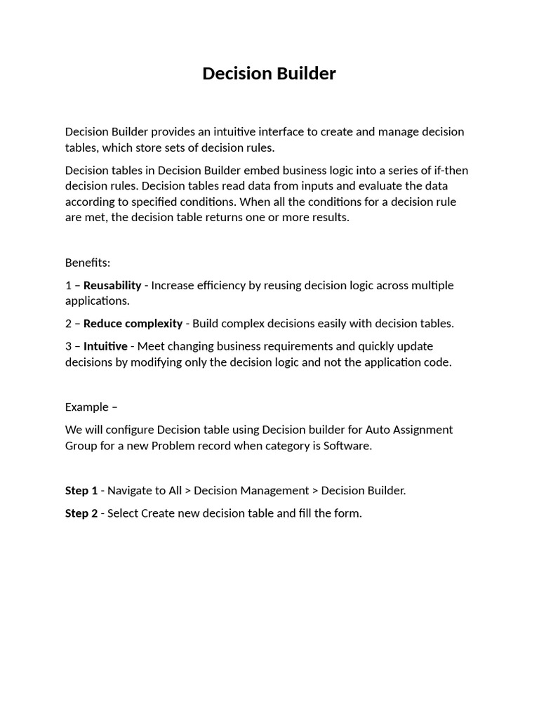 Decision Builder: Creating Decision Tables | PDF