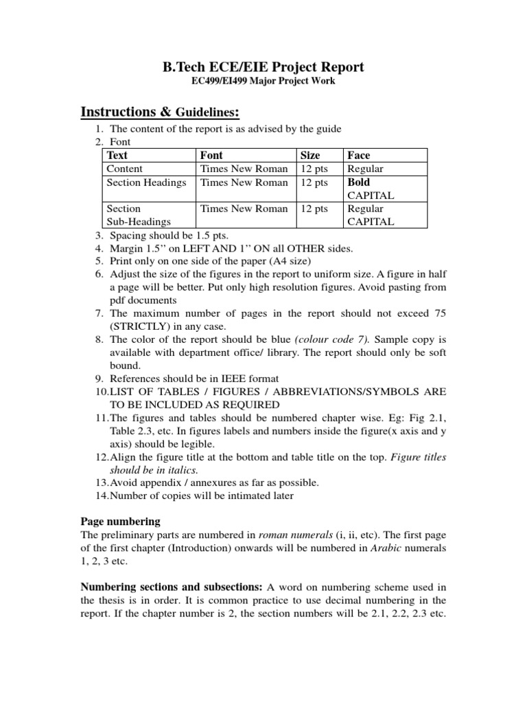 B.Tech ECE/EIE Project Report: Guidelines | Download Free PDF ...