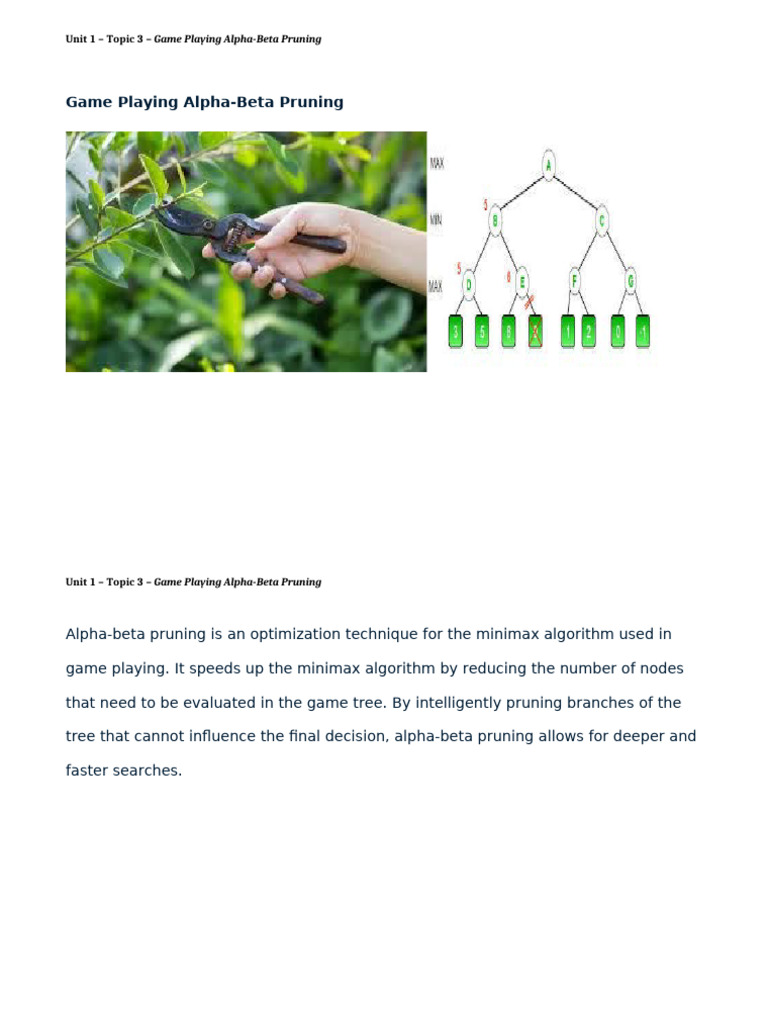 Unit 1 - Topic 3 - Game Playing Alpha-Beta Pruning | PDF | Algorithms ...
