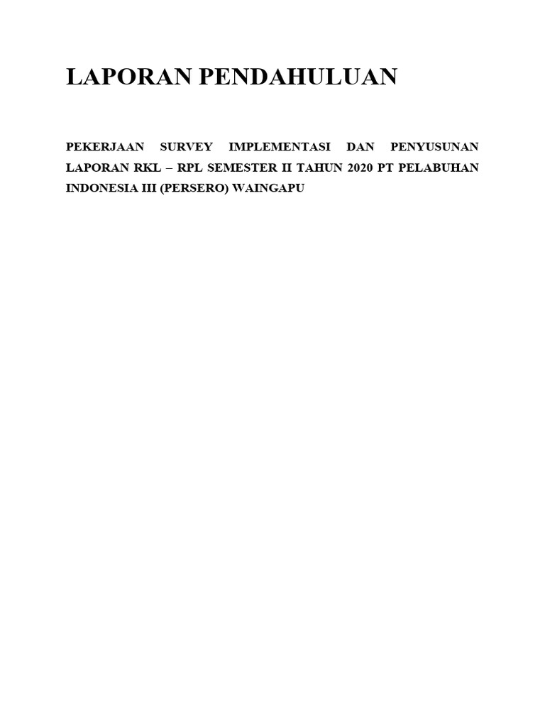Laporan Pendahuluan RKL RPL Waingapu Smt III 2020 | PDF