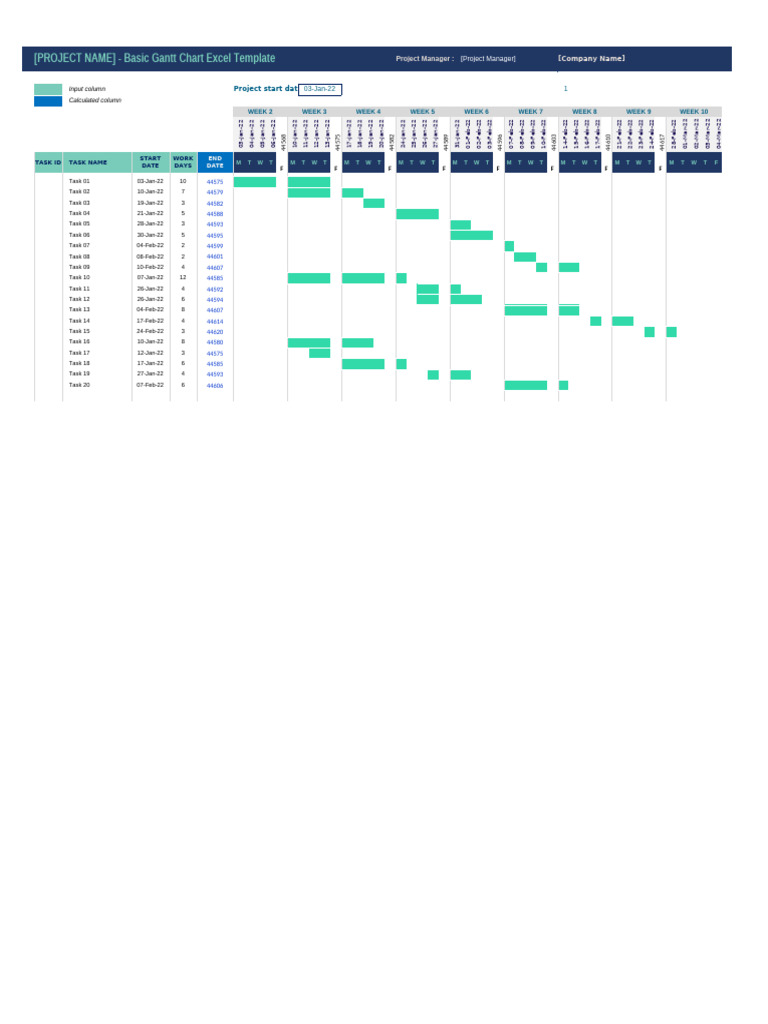 Basic Gantt Chart Excel Template | PDF | Computing | Software