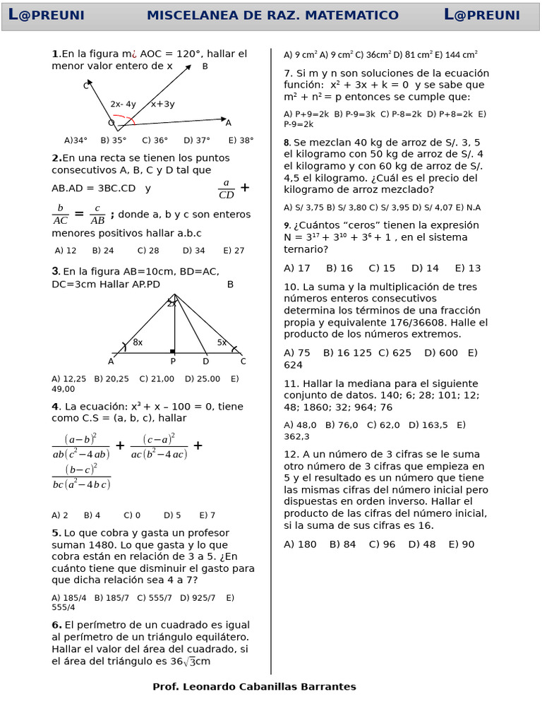 Miscelanea Raz, Mat-9 | PDF | Geometría Elemental | Matemática Elemental