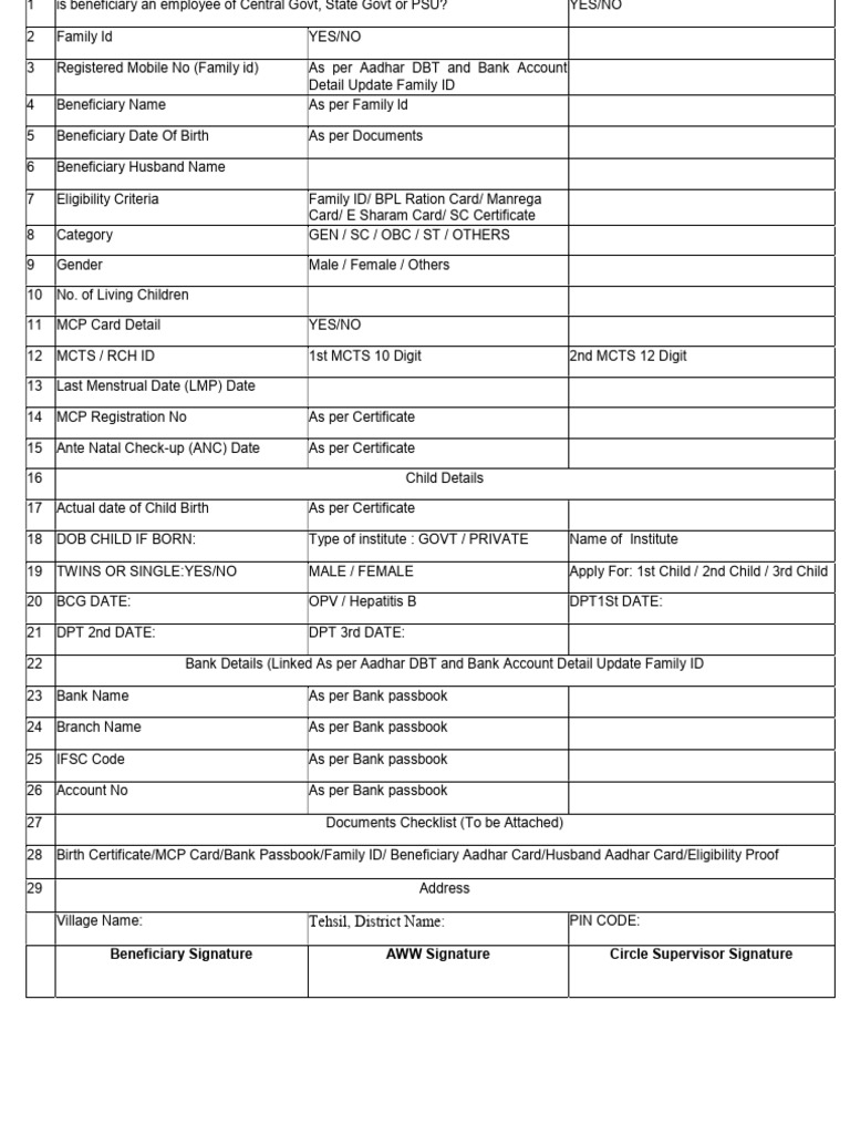 Haryana Mukhya Mantri Matritav Sahayta Yojana (MMMSY) | PDF ...
