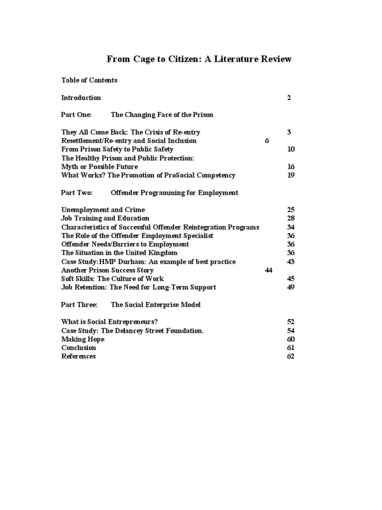 From Cage To Citizen Literature Review | PDF | Prison | Social Exclusion