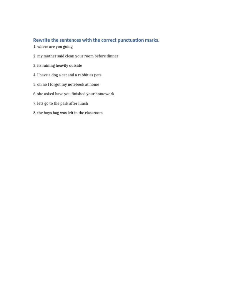 Punctuation Exercise | PDF