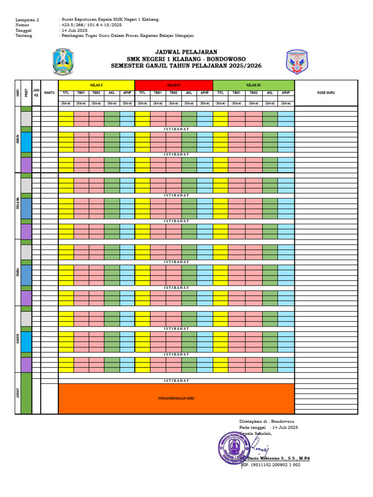 Jadwal Ganjil TP 2526 New | PDF