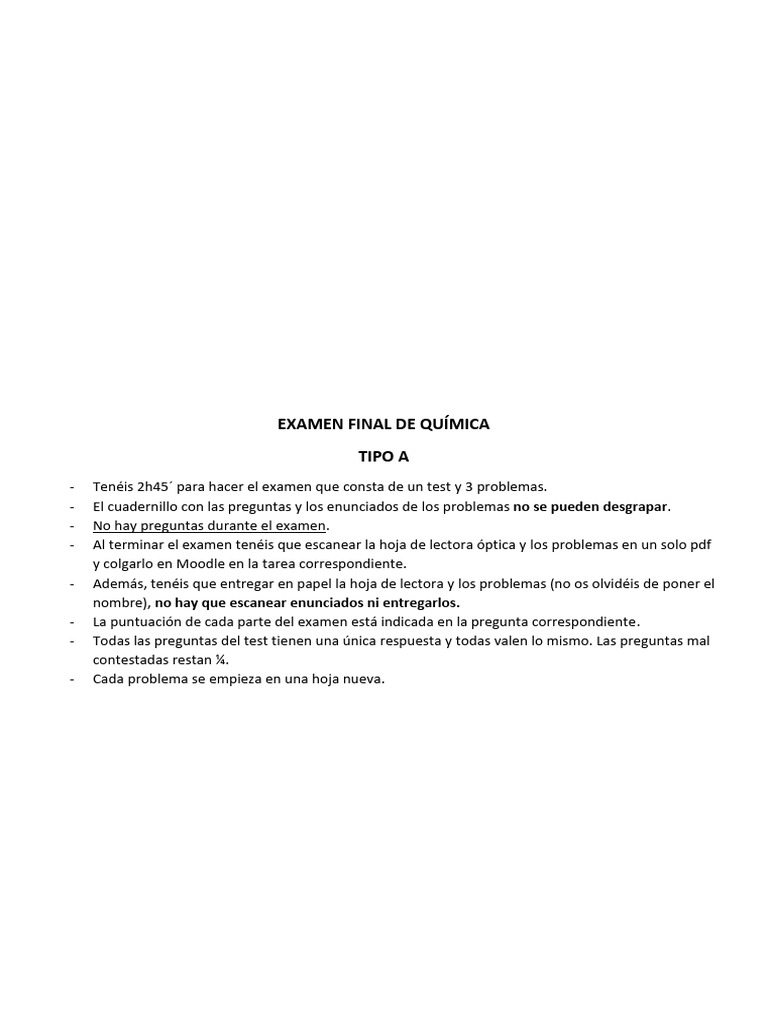 Examen Final de Química: Mayo 2022 | PDF | Calor | Gases