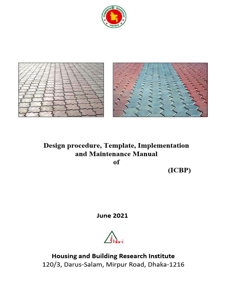 Design Procedure, Template, Implementation and Maintenance Manual of Interlocking Concrete Block ...