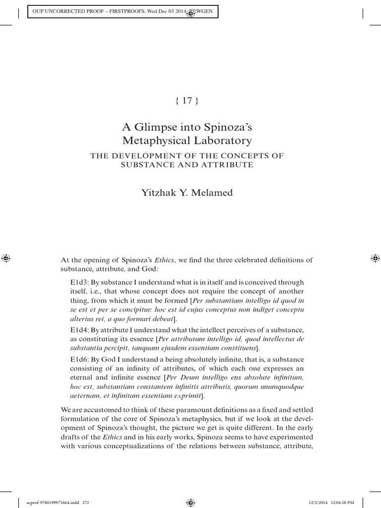 Spinoza's Concepts of Substance and Attribute | PDF | Baruch Spinoza ...