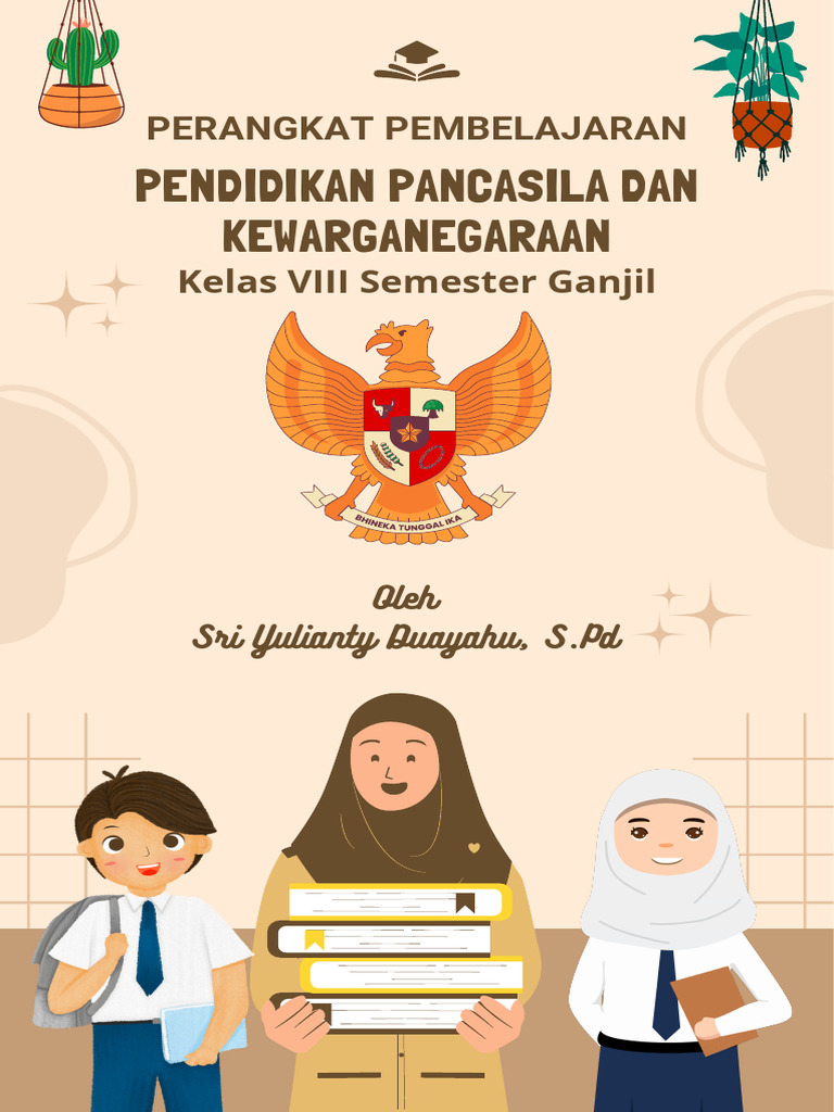 Sampul Buku Modul Ajar Pendidikan Pancasila Krem Cokelat Ilustratif ...