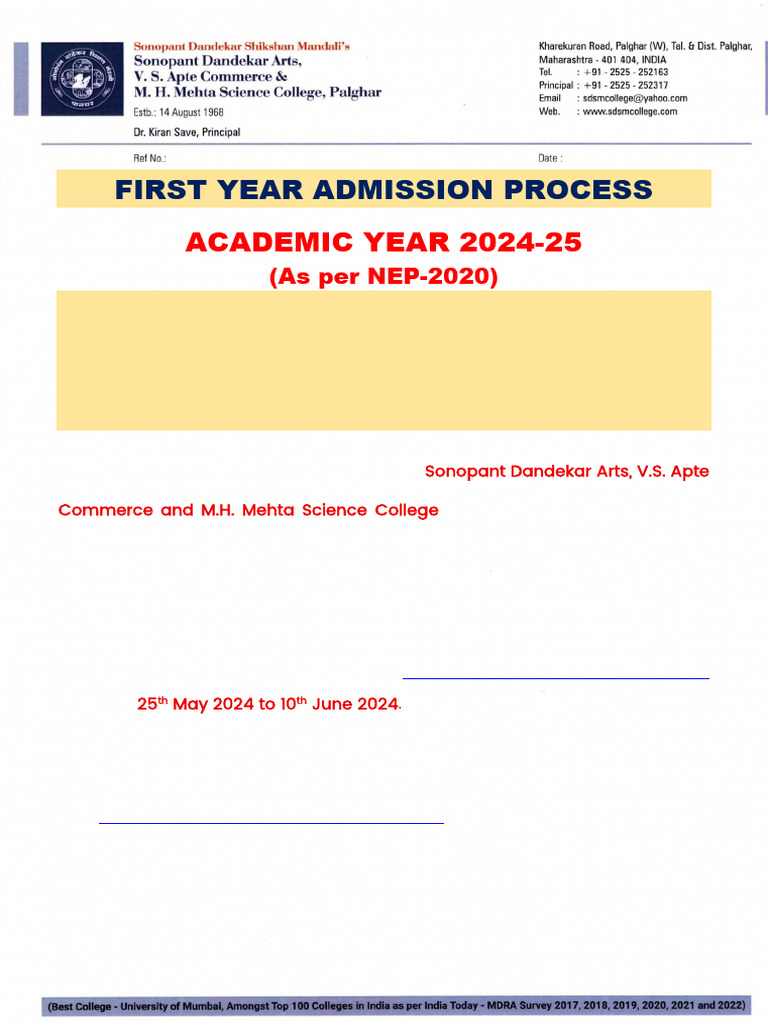 2024-25 First Year College Admission Guide | PDF