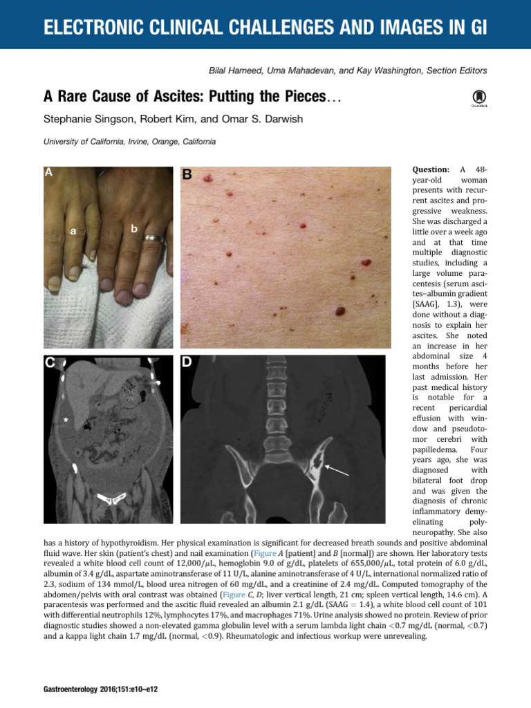 A Rare Cause of Ascites Putting The Pieces | PDF | Medical Specialties ...