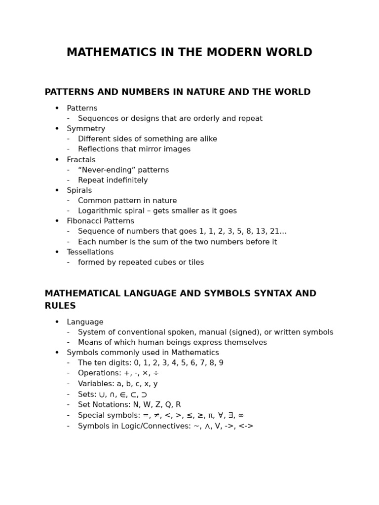 MMW Reviewer | PDF | Inequality (Mathematics) | Pattern