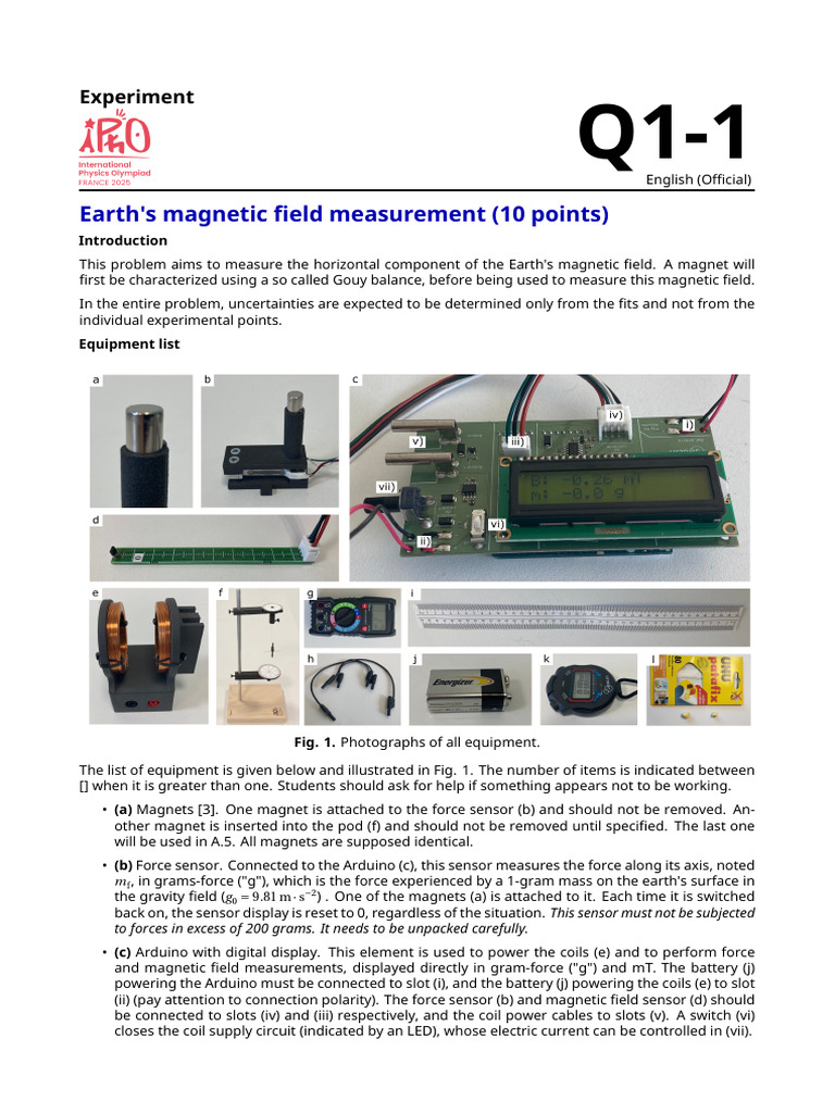 IPhO 2025 Magnetic Field Experiment | PDF | Torque | Magnetic Field