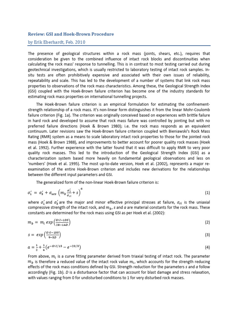 GSI and Hoek-Brown Criterion Review | PDF | Applied And ...