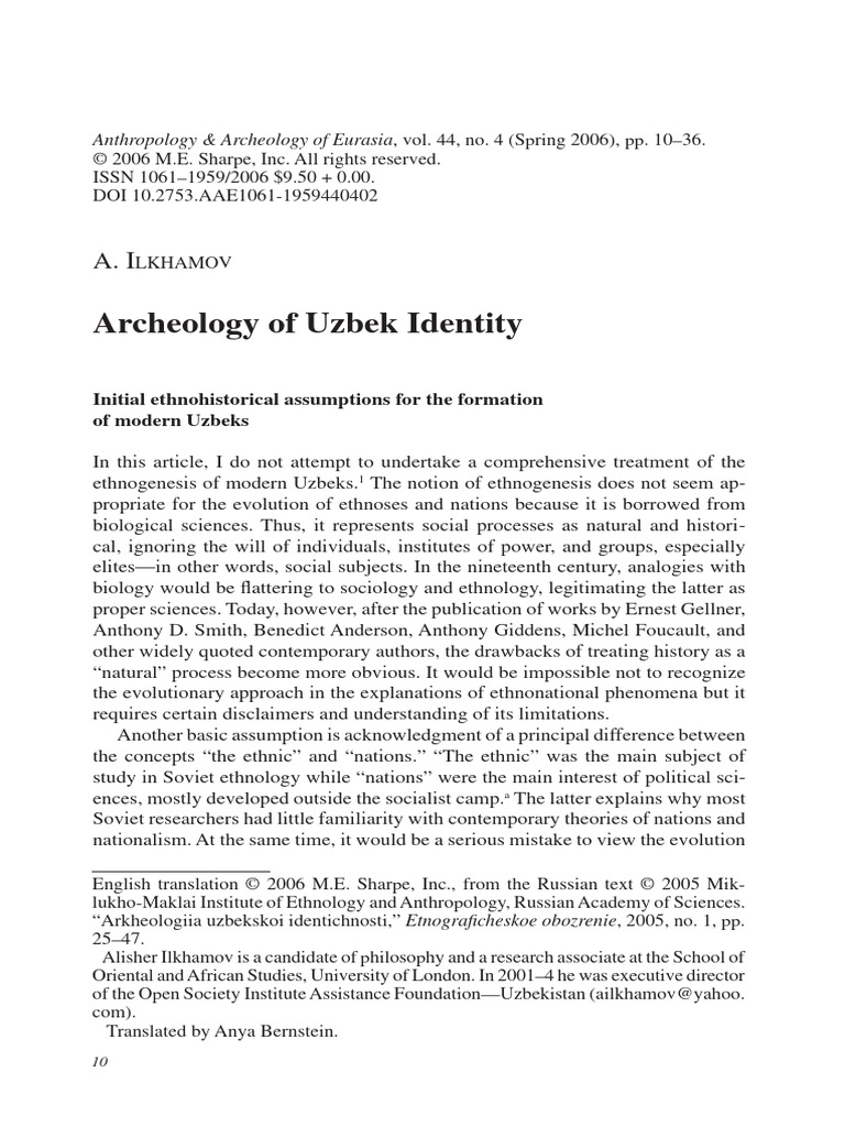Archeology of Uzbek Identity | PDF | Uzbekistan | Central Asian People