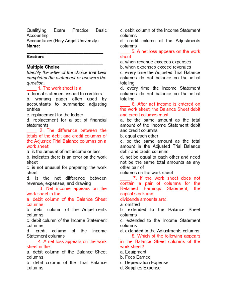 Toaz - Info Qualifying Exam Practice Basic Accounting Reviewer PR | PDF ...