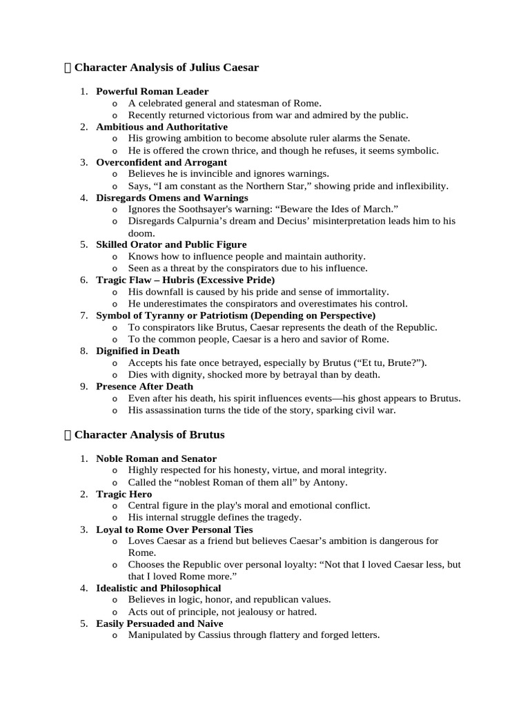 Character Analysis of Julius Caesar | PDF | Julius Caesar | Augustus