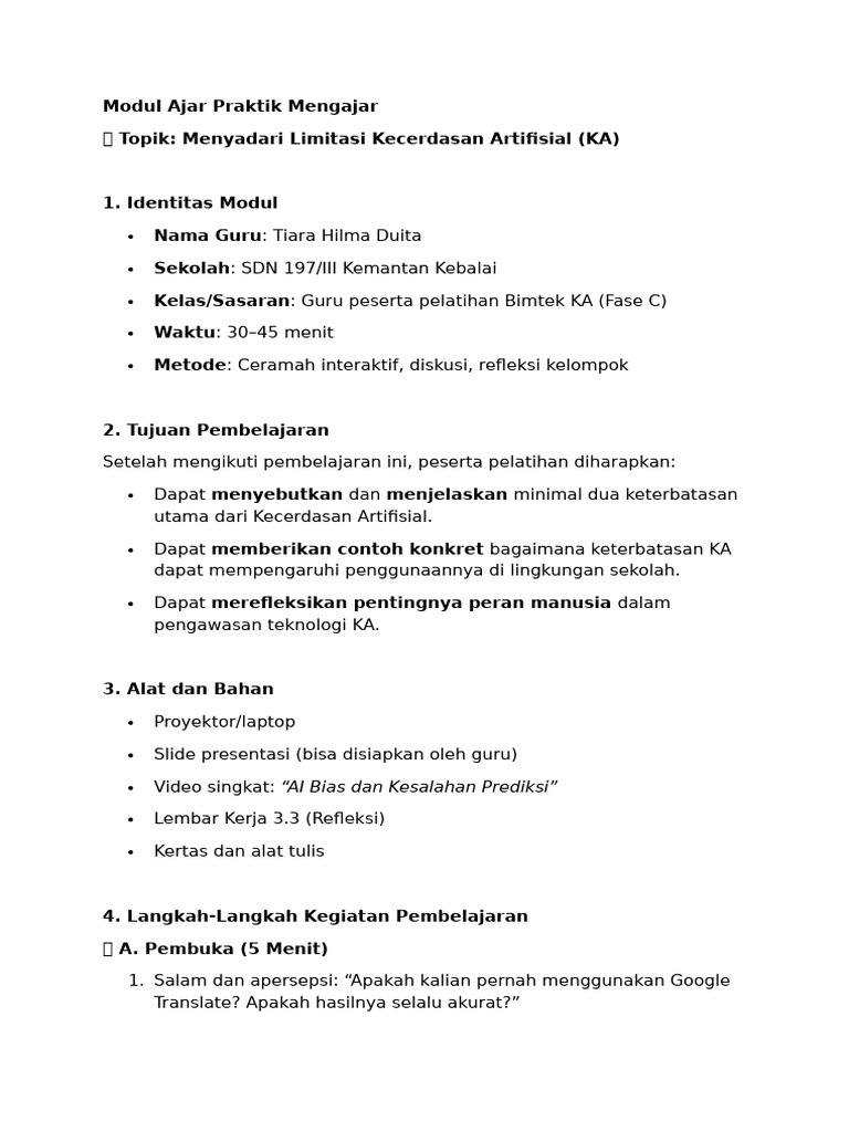 Modul Ajar Praktik Mengajar | PDF