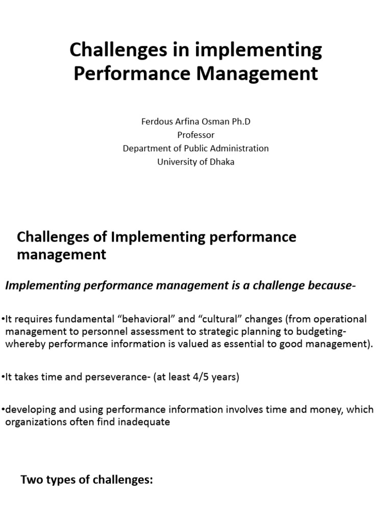 Session 7 Challenges in Implementing Performance Management | PDF | Information | Accountability