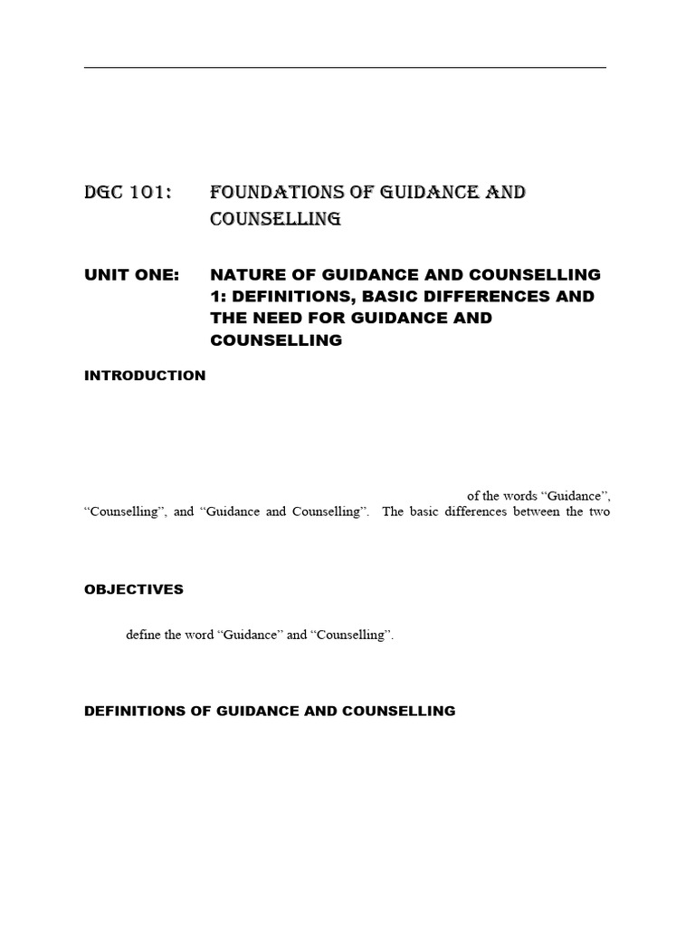 DGC 101 Introduction To The Foundation of GC | PDF | Counseling Psychology | Psychotherapy