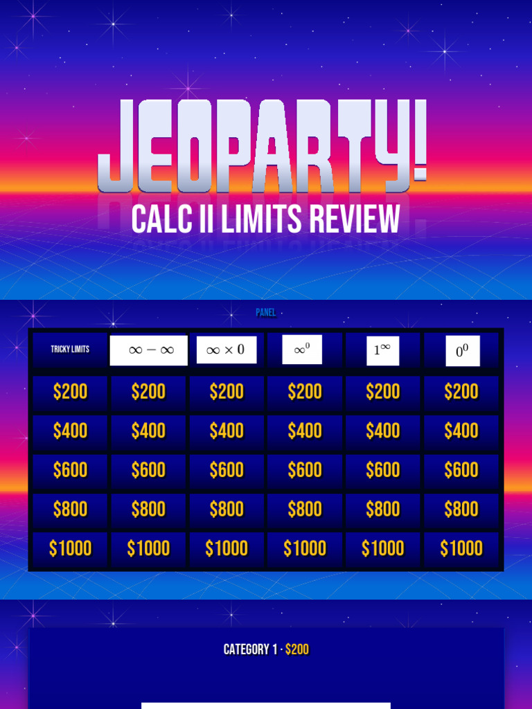 Calc II Limits Review Game | PDF