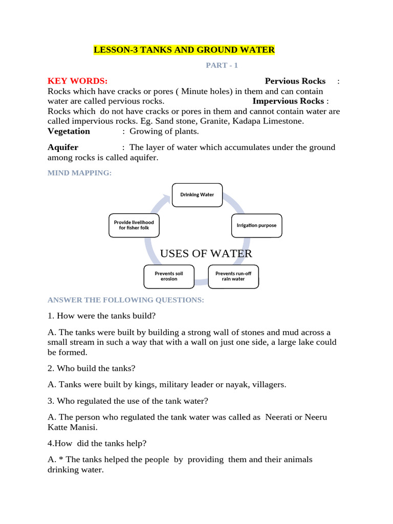 LESSON 3 - Tanks and Ground Water | PDF | Groundwater | Water