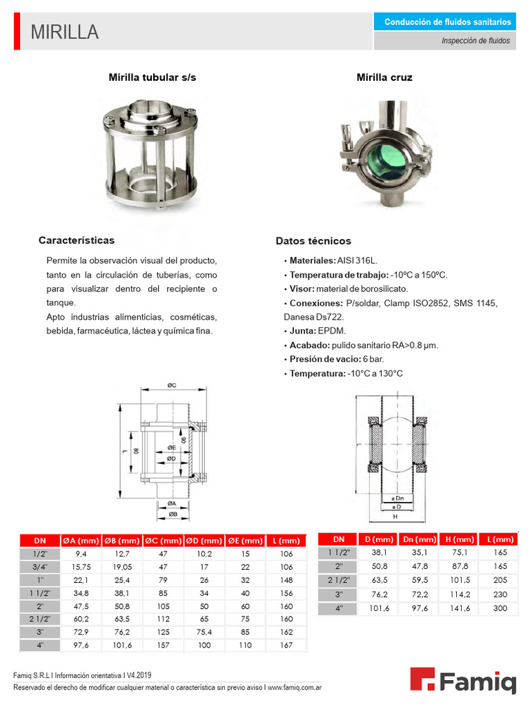 Cristal para Mirilla Tubular 220d Ficha | PDF