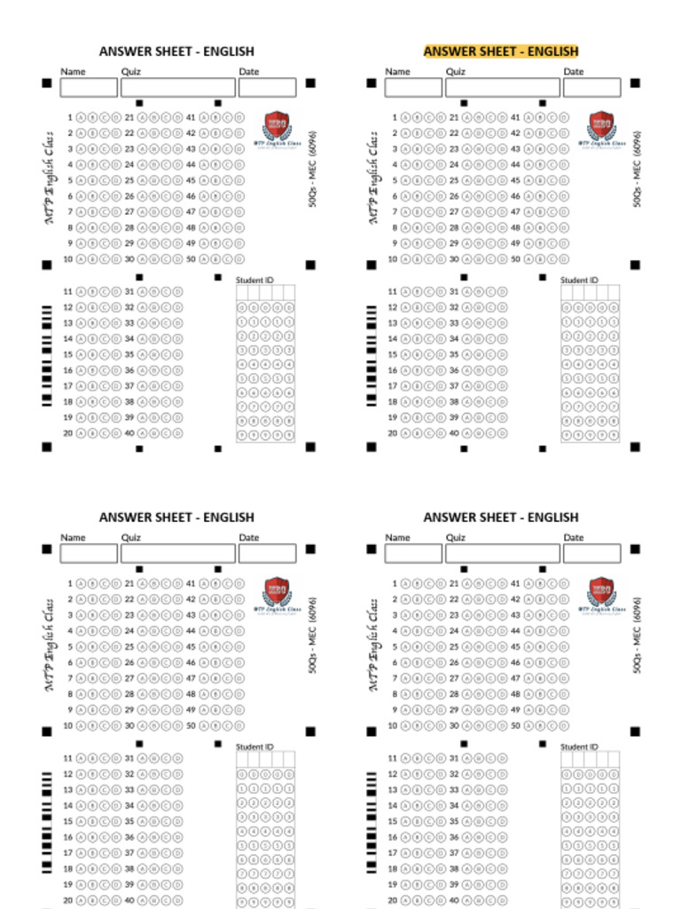50Qs Answer Sheet - MEC | PDF
