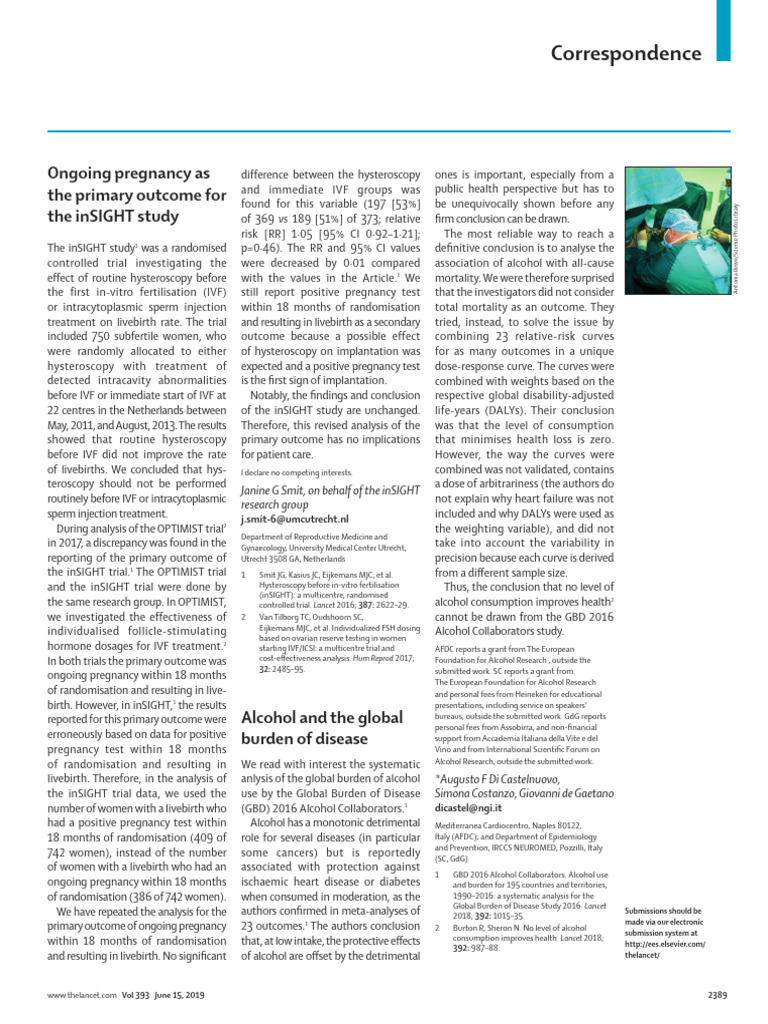 Ongoing Pregnancy As The Primary Outcome For The I | PDF | In Vitro ...