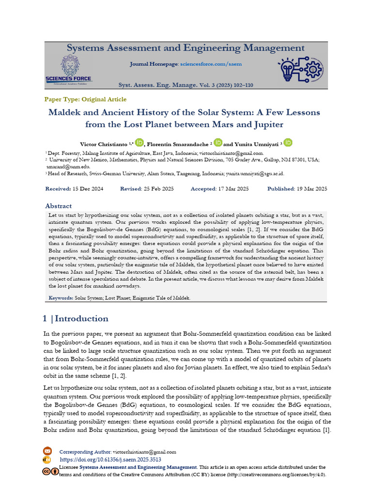 Maldek and Ancient History of The Solar System: A Few Lessons From The ...