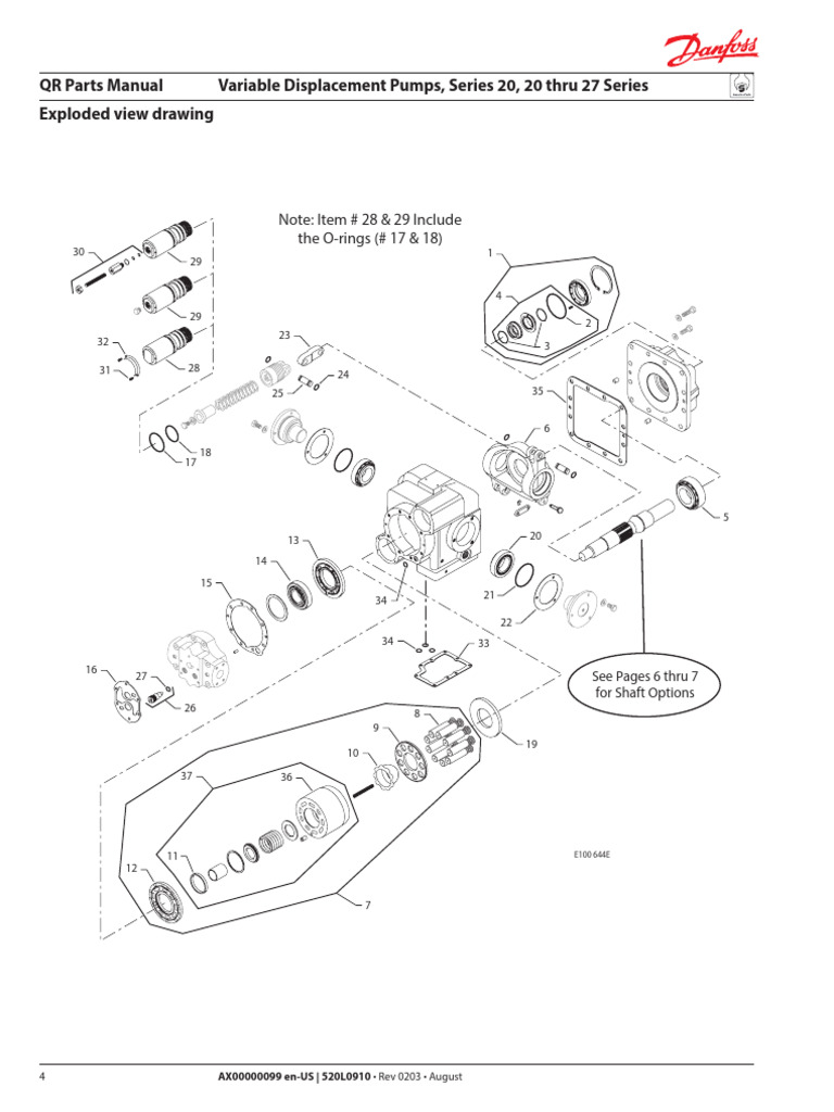 Variable Displacement Pumps Parts Manual | PDF | Gear | Hydraulics