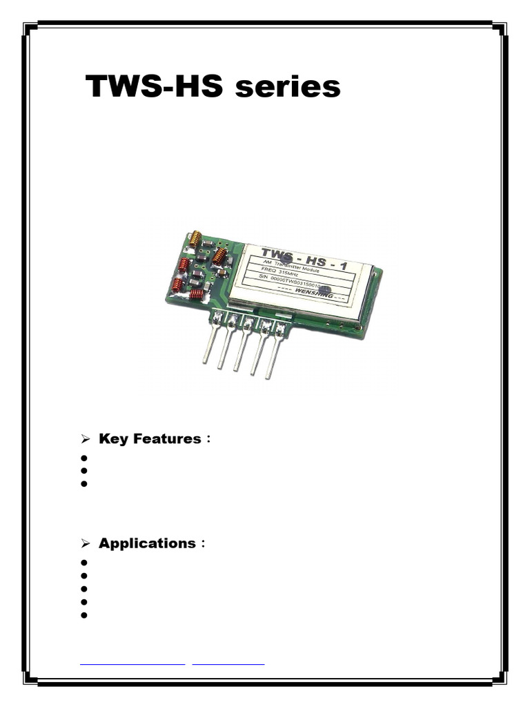 TWS-HS Series 315MHz 433.92Mhz 868.35MHz ASK RF Transmitter Module Data ...