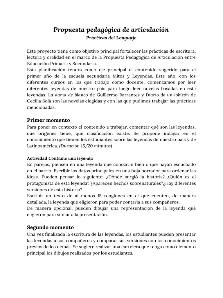 Articulación EESN14 y EPN35 Prácticas Del Lenguaje | PDF