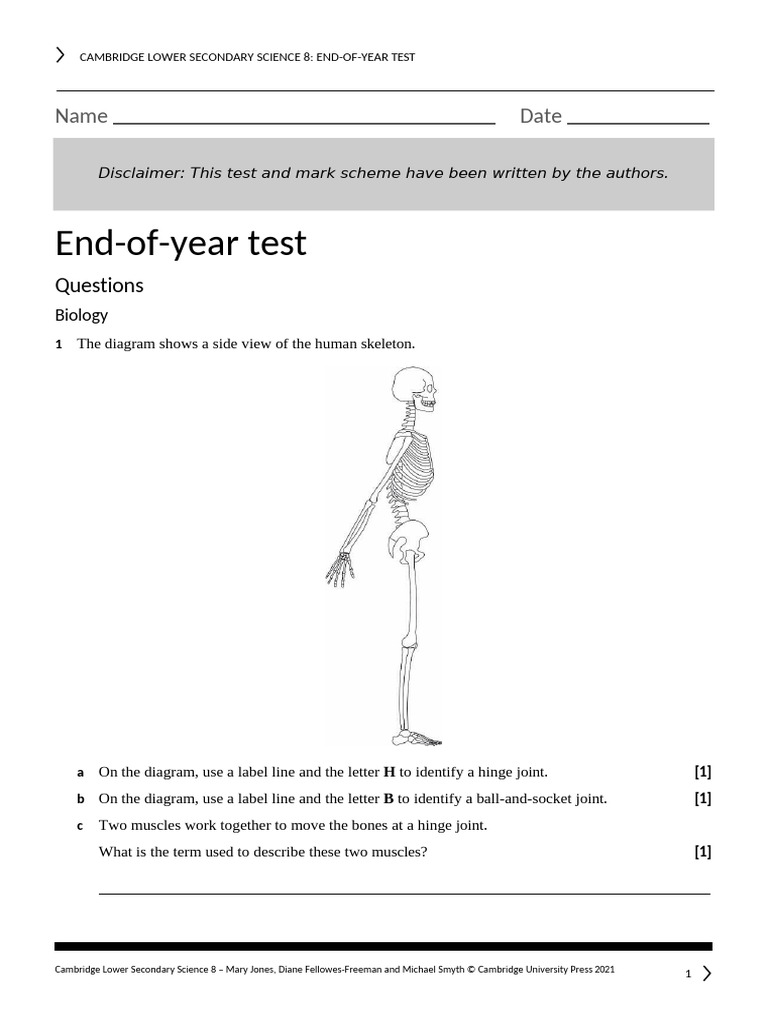 End-of-Year Science Test for Grade 8 | PDF | Magnesium | Chemical Reactions