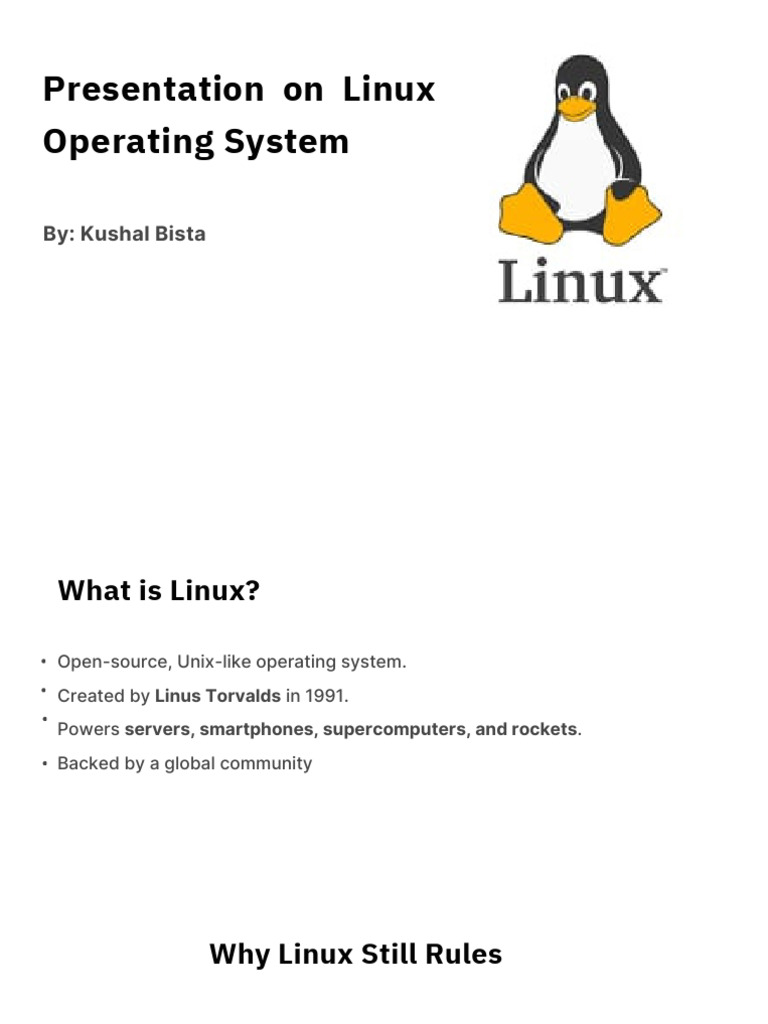 Presentation On Linux Operating System PDF | PDF | Linux | Operating System