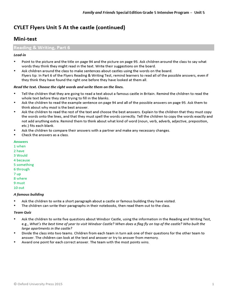 G5_Intensive_LessonPlan_Unit5 | PDF | Adverb | Question
