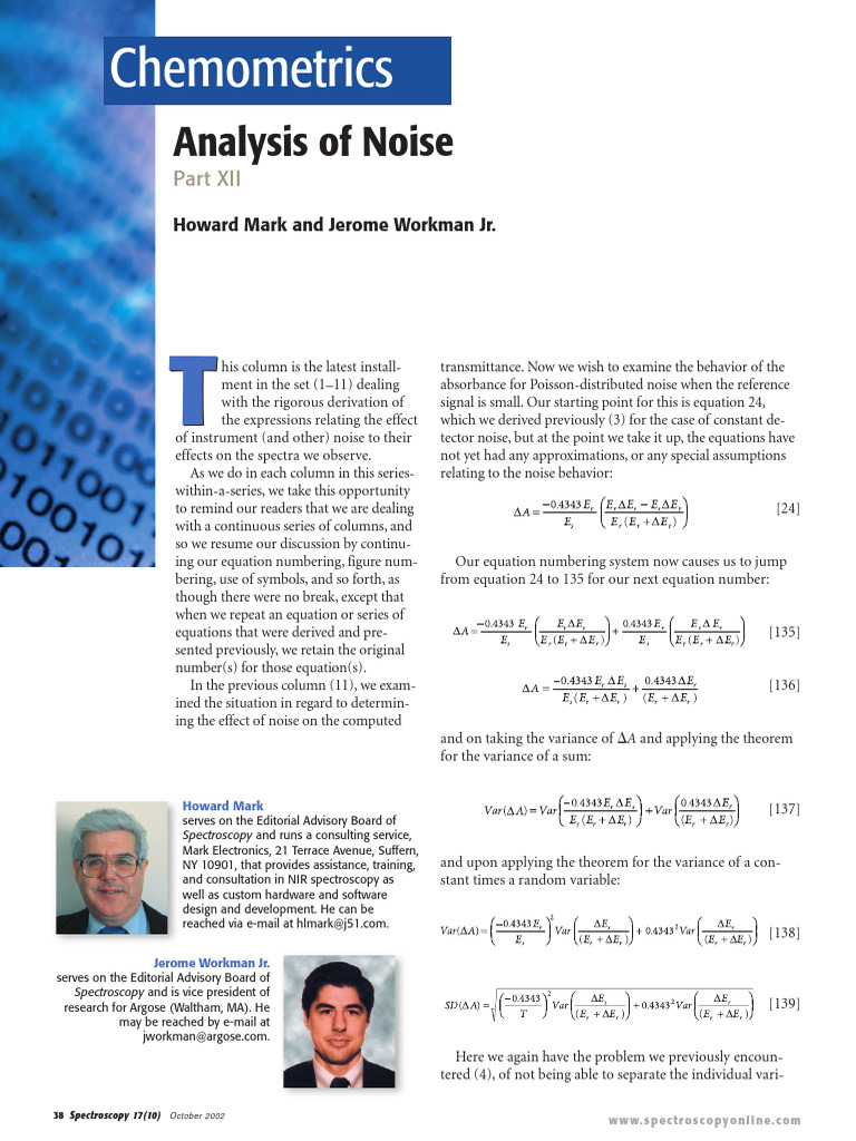 Chemometrics - Analysis of Noise | PDF | Poisson Distribution | Teaching Mathematics