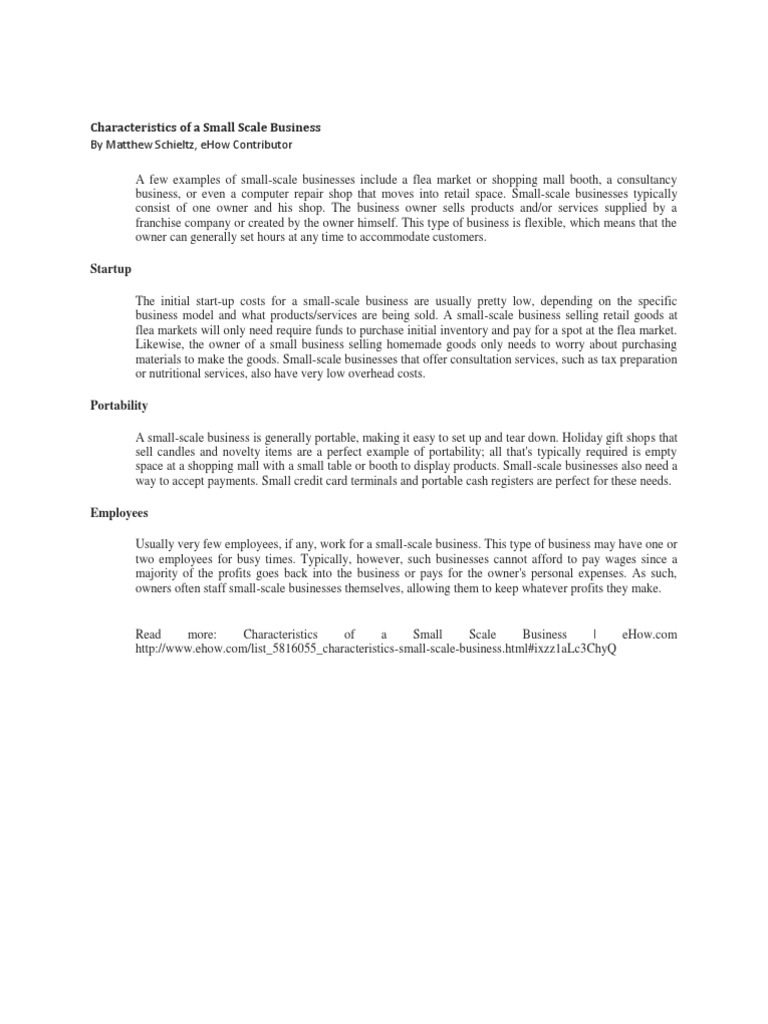 Key Characteristics of Small-Scale Businesses and Strategies for ...