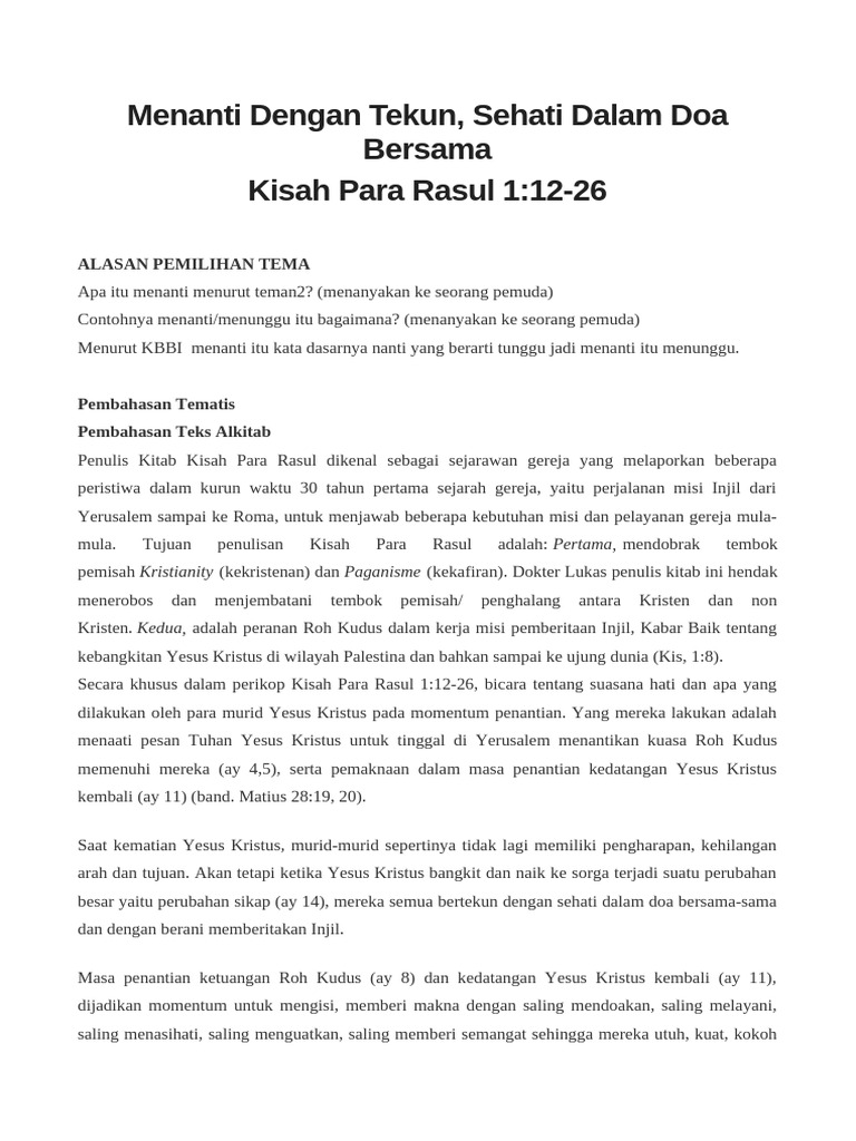 Menanti Dengan Tekun | PDF