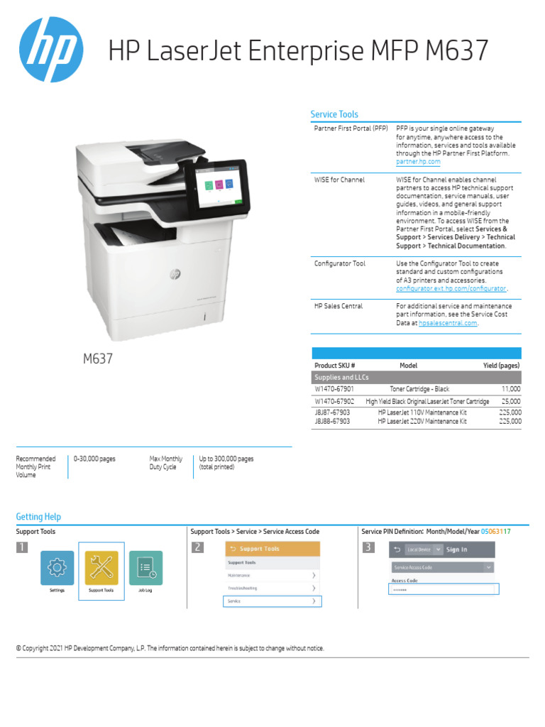 HP LaserJet Enterprise MFP M637 | PDF | Office Work | Office Equipment